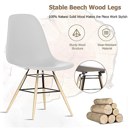 SANSHREUNI Dining Chairs Set of 4, Mid Century Modern Dining Chair Side Chair with Wood Legs, Modern Style Shell Chair for Kitchen Dining Room, Living Room