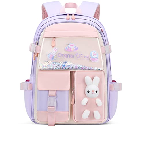 QENIN Cute Backpack Bunny Backpack Kawaii Backpack Waterproof Laptop Backpack(Purple,M)