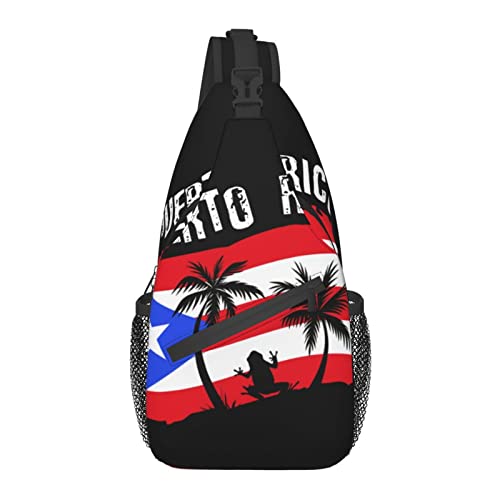Puerto Rico Rican Flag Sling bag/Crossbody Backpack/Puerto Rican Shoulder Bag for Travel, Hiking, Cycling, Camping, Work