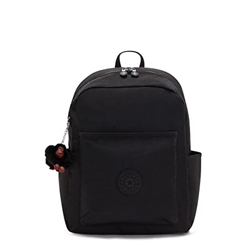 Kipling Women's Bennett, Lightweight, Minimal, Nylon Laptop Backpack, Black Tonal, 12''L x 15''H x 6.25''D