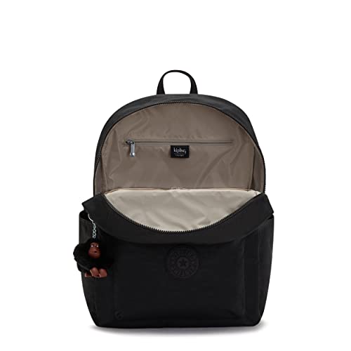 Kipling Women's Bennett, Lightweight, Minimal, Nylon Laptop Backpack, Black Tonal, 12''L x 15''H x 6.25''D