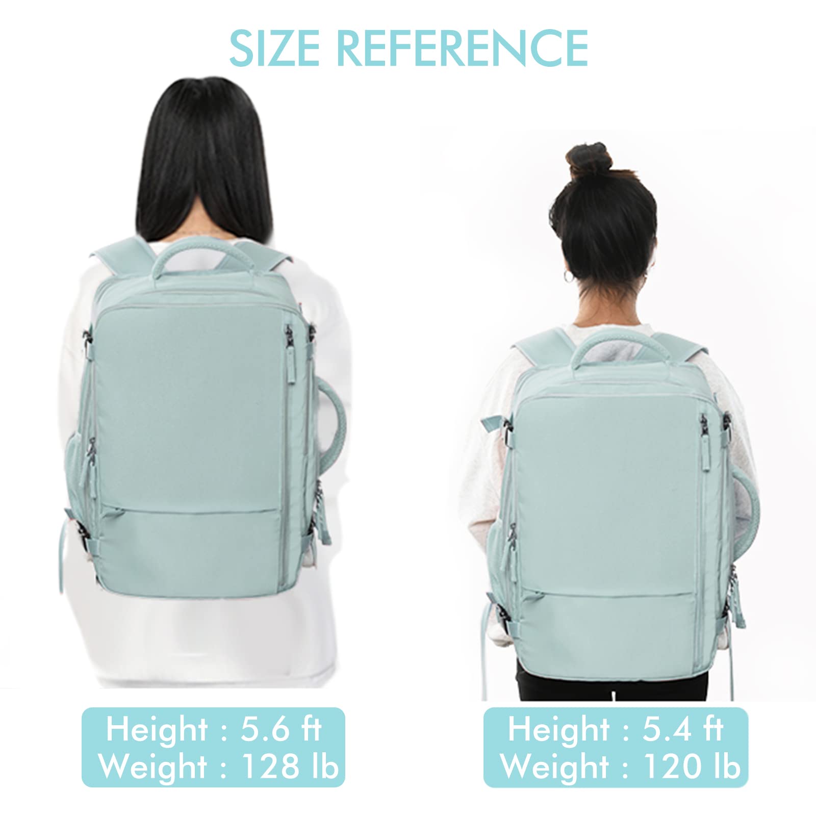 Beraliy Large Travel Backpack for Women Airline Approved, Carry On Backpack,17.3 Inch Laptop Backpack, Personal Item Bag Casual Daypack Backpacks,Mint Green