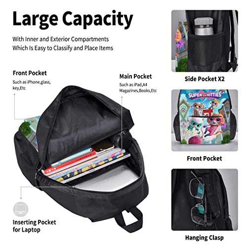 superkitties Backpacks Set for Boys Girls superkitties Backpack with lunch box lunch bag pencil case pencil bag Bookbag Set - 3 Piece