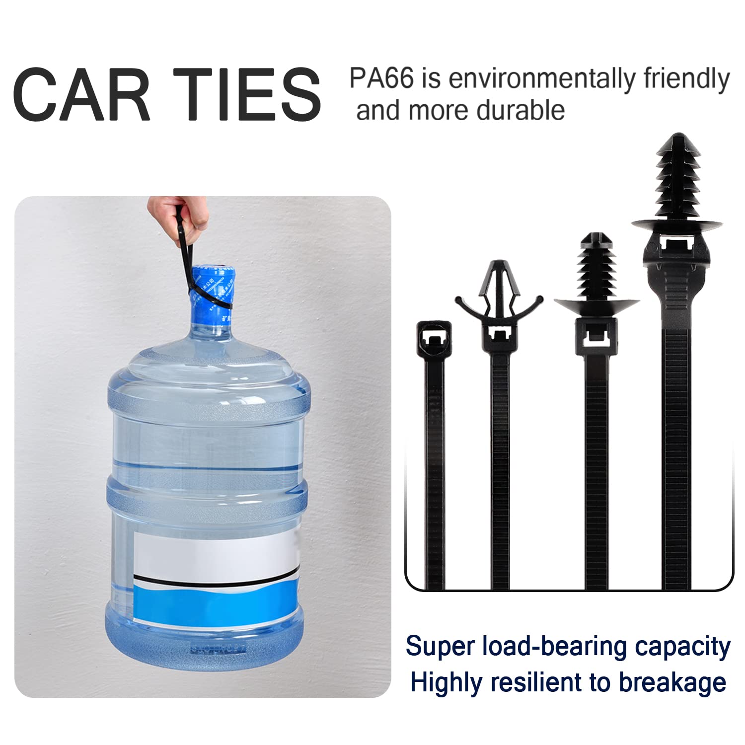 120PCS Strong Bite Force & Tensile Resistance Black Zip Ties - Nylon Self Locking UV Resistant Cable Tie Mount for Indoor and Outdoor - 4 Universal Sizes Cable Management Clips