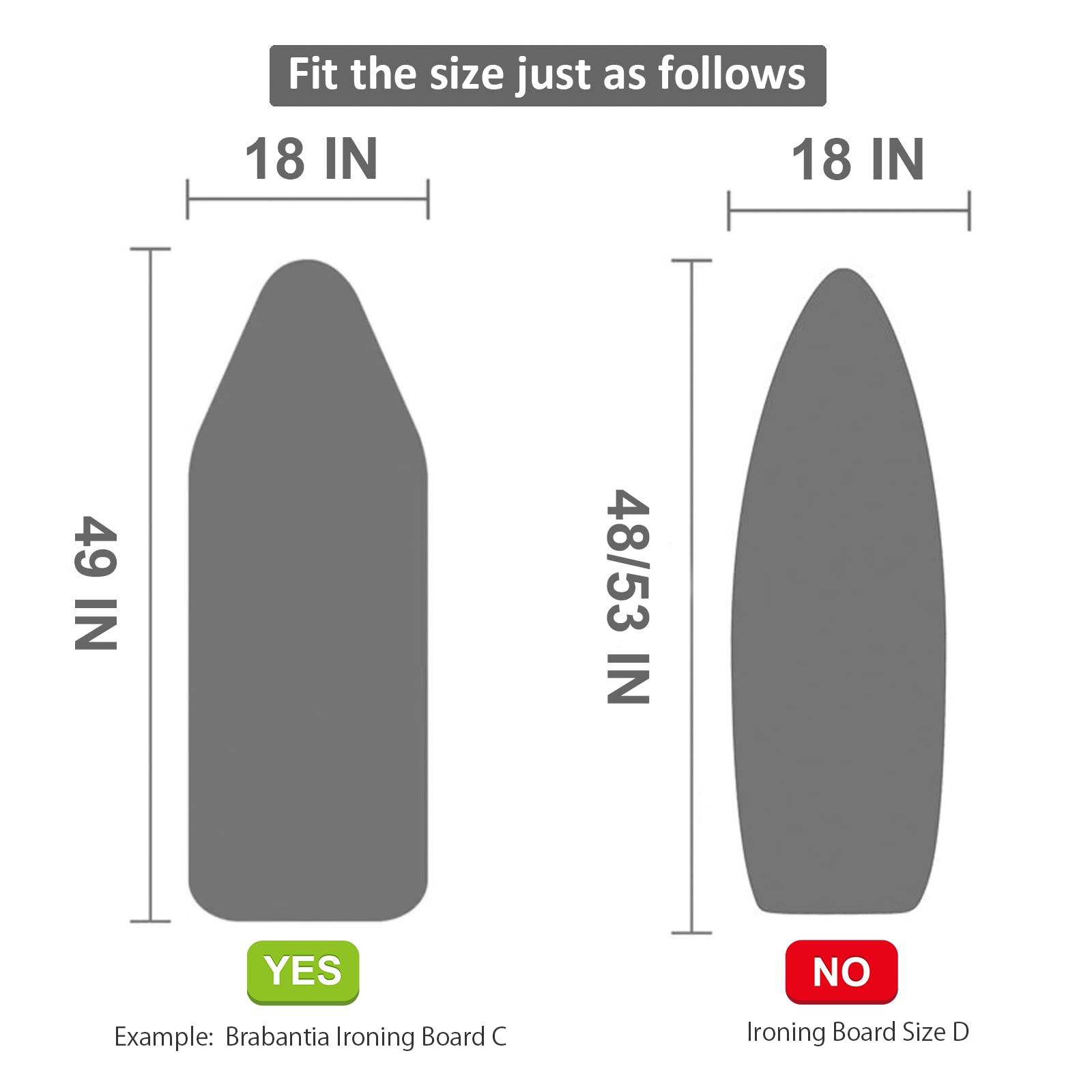 BNDX Extra-Wide Ironing Board Cover - Standard Size 18x49, Extra Thick and Durable Padding,Full Size-Heat and Stain-Resistant, Upgrade Drawstring Tightening - Easy Installation