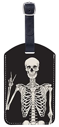 1 Pcs Skull Luggage Tags,Halloween Leather Luggage Tag with ID Privacy Cover for Travel Bag Suitcase, Name ID Label for Women Men Suitcase Baggage Bag Backpack