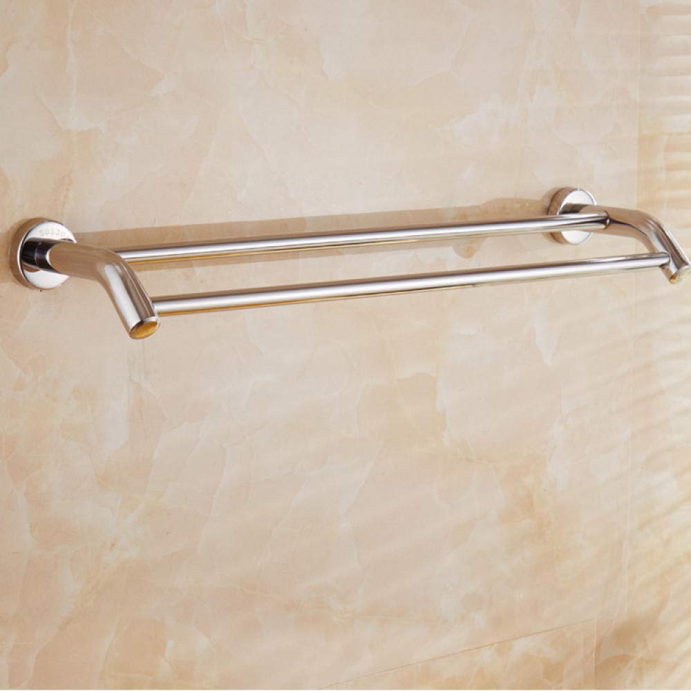 NERDOH SUS304 Stainless Steel Bright Silver Double Rod Multi-Function for Kitchen and Bathroom Towel rack-40x15CM Wall Mounted Towel Bar Hanging for Kitchen Bathroom Cupboard