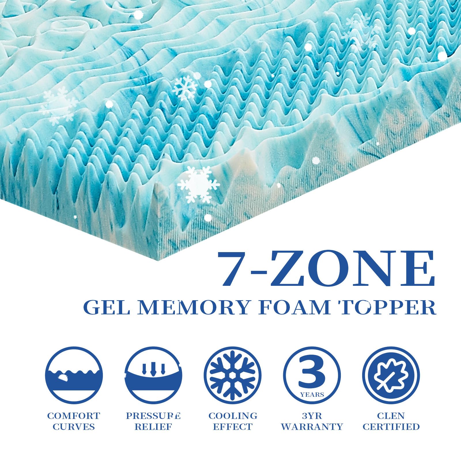 DQZ 4 Inch Queen Mattress Topper 7-Zone Memory Foam Mattress Topper - High Density Cooling Pad - Upgraded Ergonomics Memory Foam Mattress - Soft Bed Topper - CertiPUR-US and Oeko-TEX Certification