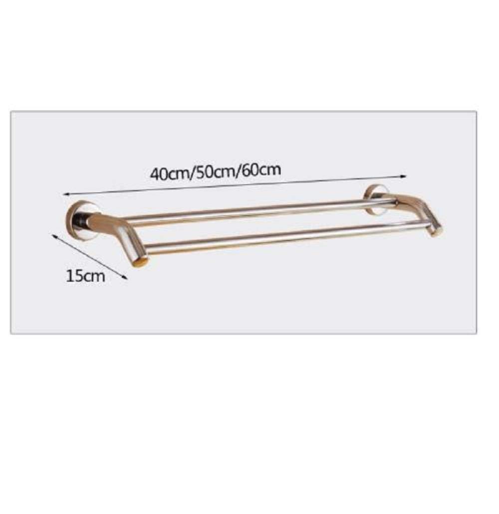 NERDOH SUS304 Stainless Steel Bright Silver Double Rod Multi-Function for Kitchen and Bathroom Towel rack-40x15CM Wall Mounted Towel Bar Hanging for Kitchen Bathroom Cupboard