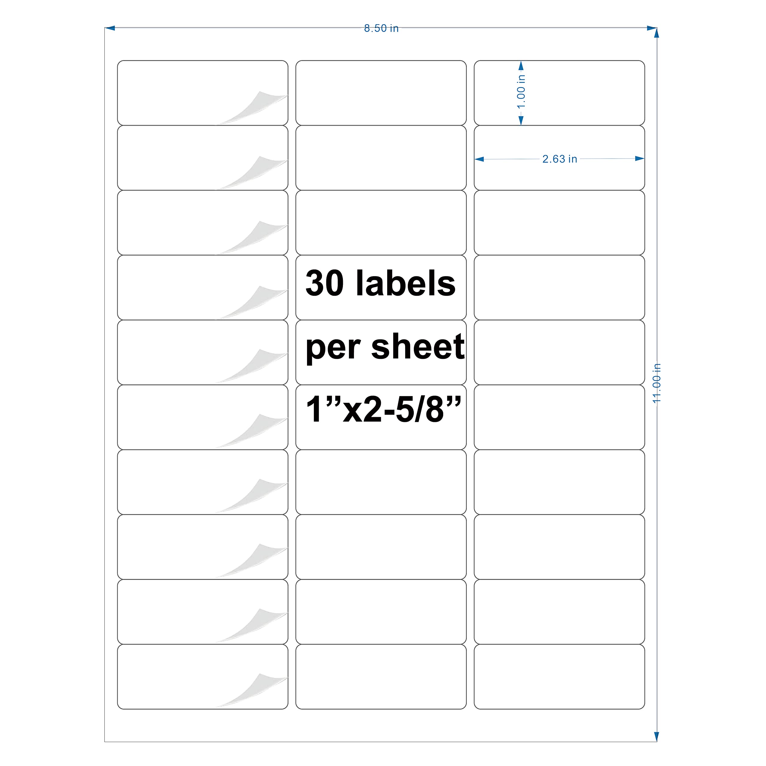 30-UP Shipping Labels 1" x 2-5/8" Address Stickers 20 Sheets 600 Pcs Printable Blank Labels Waterproof Matte White Stickers Vinyl Sticker Paper Dries Quickly for Inkjet Printer