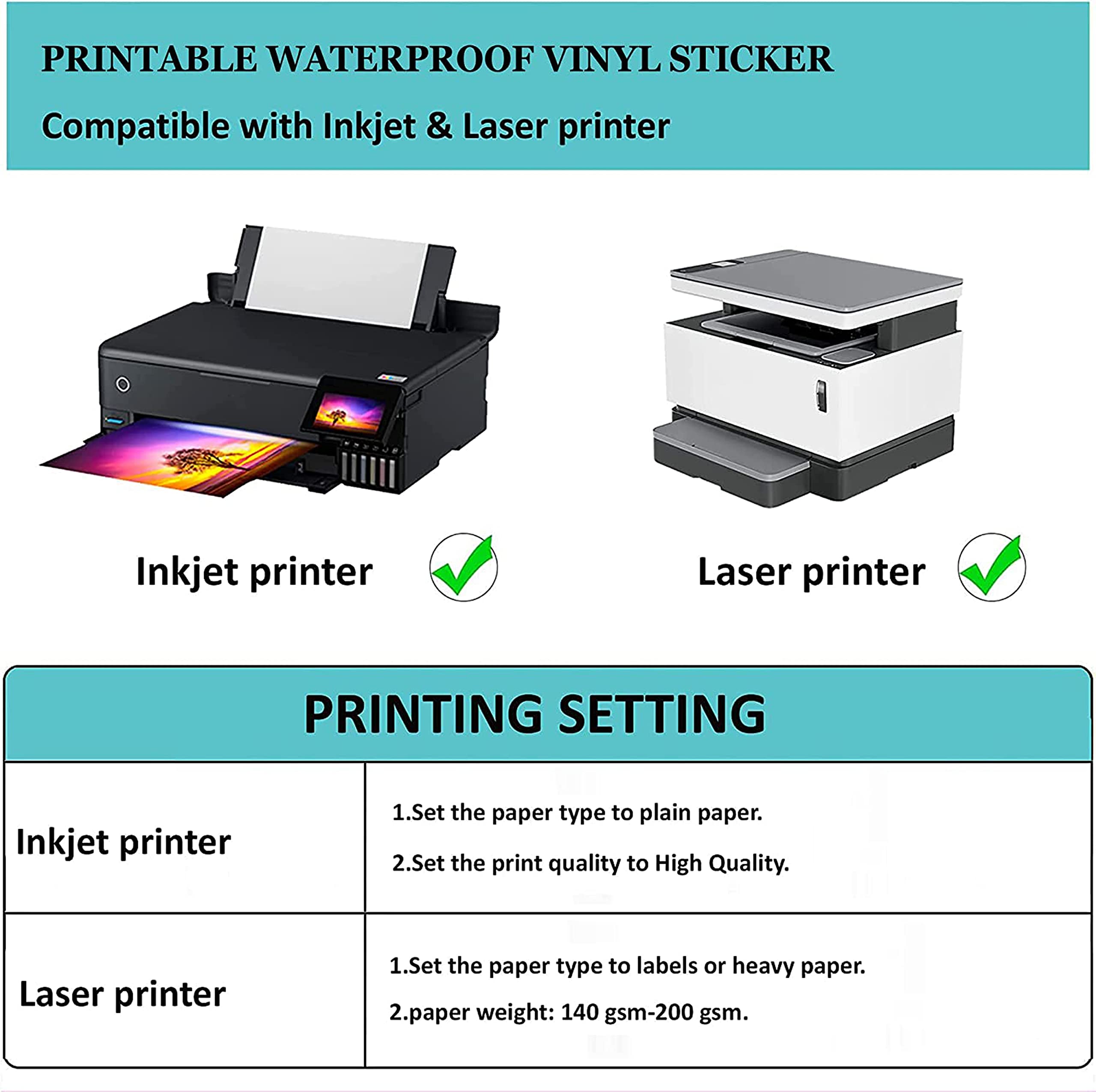 30-UP Shipping Labels 1" x 2-5/8" Address Stickers 20 Sheets 600 Pcs Printable Blank Labels Waterproof Matte White Stickers Vinyl Sticker Paper Dries Quickly for Inkjet Printer