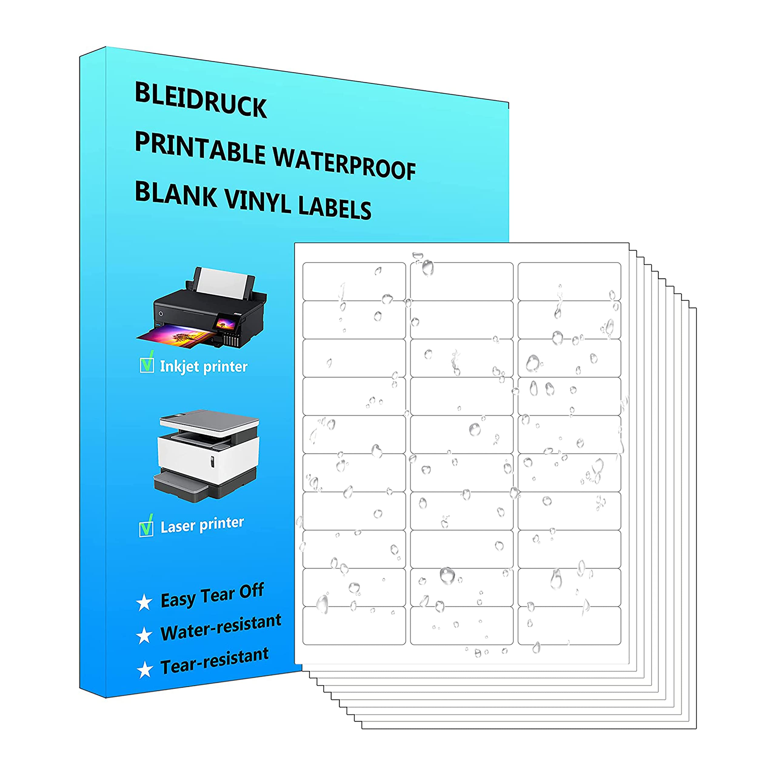 30-UP Shipping Labels 1" x 2-5/8" Address Stickers 20 Sheets 600 Pcs Printable Blank Labels Waterproof Matte White Stickers Vinyl Sticker Paper Dries Quickly for Inkjet Printer