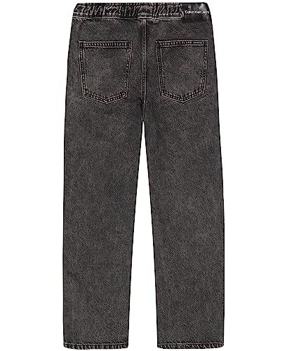 Calvin Klein Boys' Pull-On Stretch Denim Jeans, 4-Pocket Style & Drawstring Closure, Charcoal Acid, 14-16