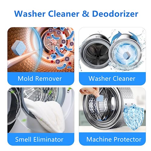 Washing Machine Cleaner Cleaning Tablets - Washing Machine Tablets to Clean Washer Washers Washer Cleaner and Deodorizer for Front Load & Top Load Washer Laundry Cleaner 12 PACK