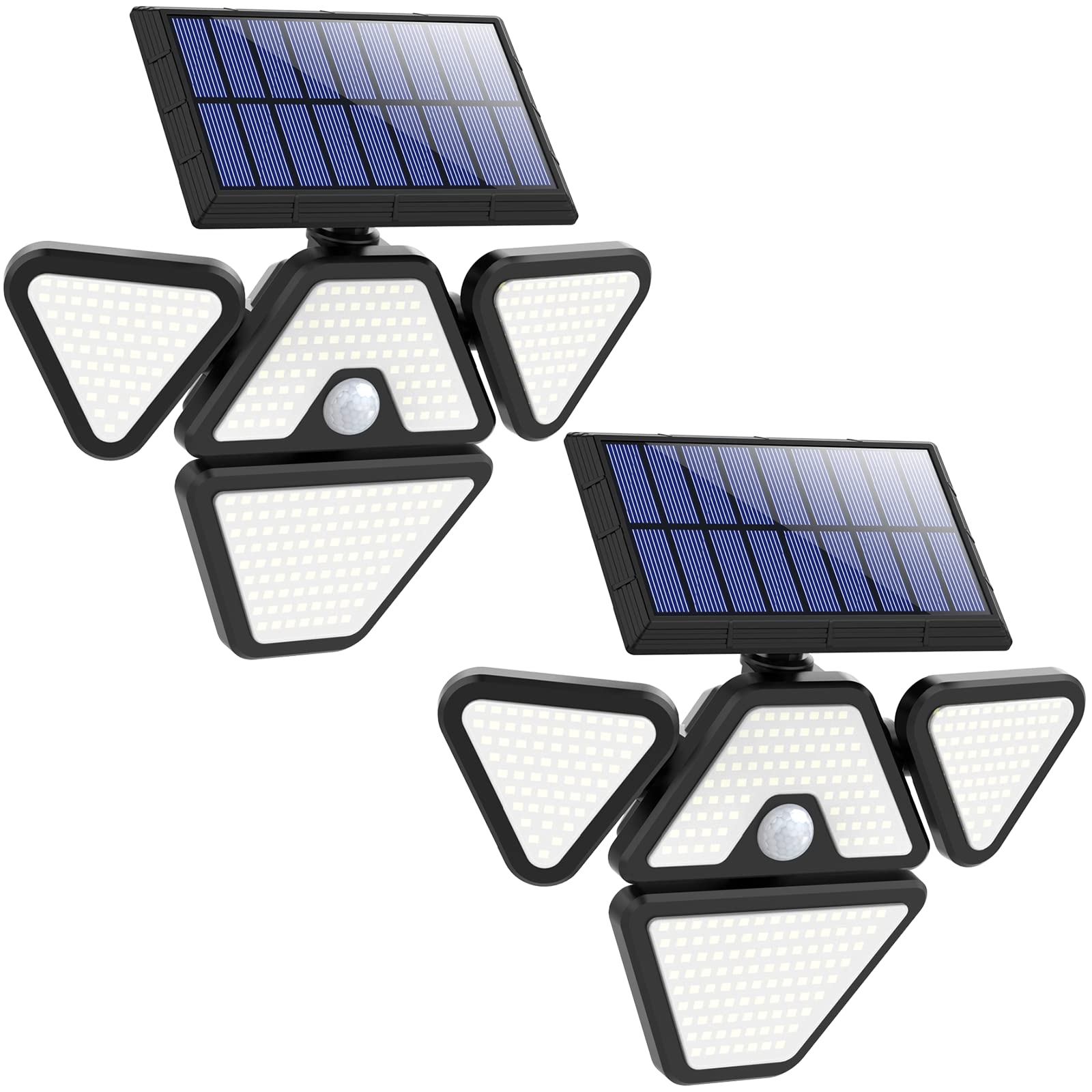 Luposwiten Solar Outdoor Lights, 4 Heads Motion Sensor Outdoor Lights IP65 Waterproof Solar Flood Lights Outdoor 302 LED Outdoor Solar Lights for Yard, Garage, Garden, Patio, Front Door (2 Packs)