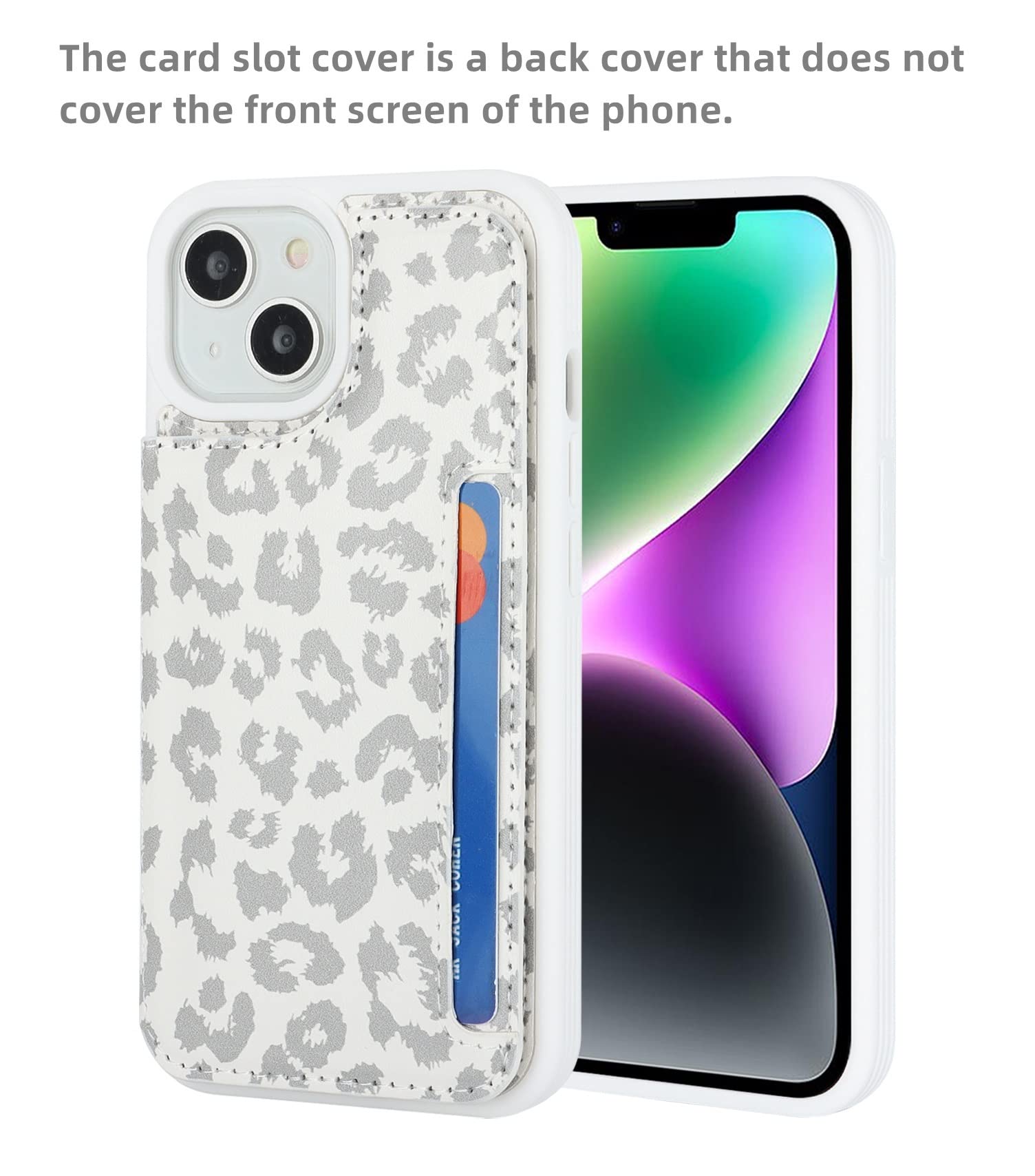 iCoverCase Compatible with iPhone 13 Phone Case with Card Holder, Wallet Case for Women Men RFID Blocking PU Leather Case 6.1 Inch (Gray Leopard)