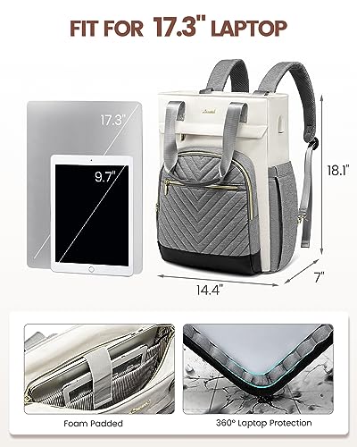 LOVEVOOK Laptop Backpack for Women, 17 Inch Work Laptop Bag Teacher Nurse Backpack, Wide Open Travel Backpack Purse Convertible Business Computer Tote Daypack with USB Port