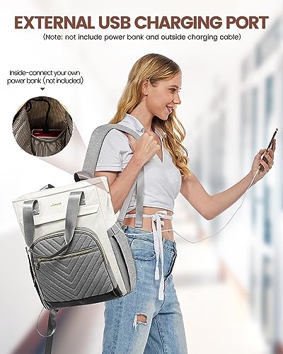LOVEVOOK Laptop Backpack for Women, 17 Inch Work Laptop Bag Teacher Nurse Backpack, Wide Open Travel Backpack Purse Convertible Business Computer Tote Daypack with USB Port