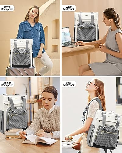 LOVEVOOK Laptop Backpack for Women, 17 Inch Work Laptop Bag Teacher Nurse Backpack, Wide Open Travel Backpack Purse Convertible Business Computer Tote Daypack with USB Port