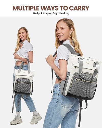 LOVEVOOK Laptop Backpack for Women, 17 Inch Work Laptop Bag Teacher Nurse Backpack, Wide Open Travel Backpack Purse Convertible Business Computer Tote Daypack with USB Port