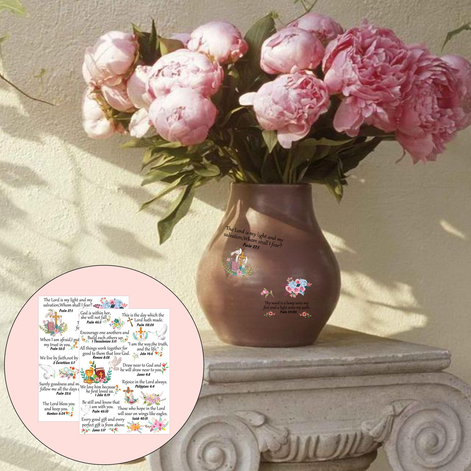 Rub On Transfers Stickers Bible Verse Motivational Faith Labels Jesus Christian Seals 8.26 x 11.69 Inch Scripture Inspirational Pray Stickers Religious Faith Labels for Bottles 2 Sheets