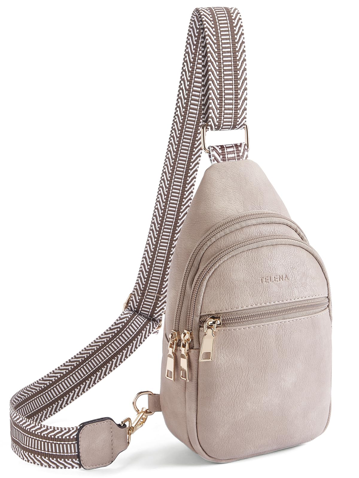 Telena Sling Bag for Women Crossbody Fanny Packs for Women Leather Sling Chest Bag with Adjustable Strap Cloud Grey