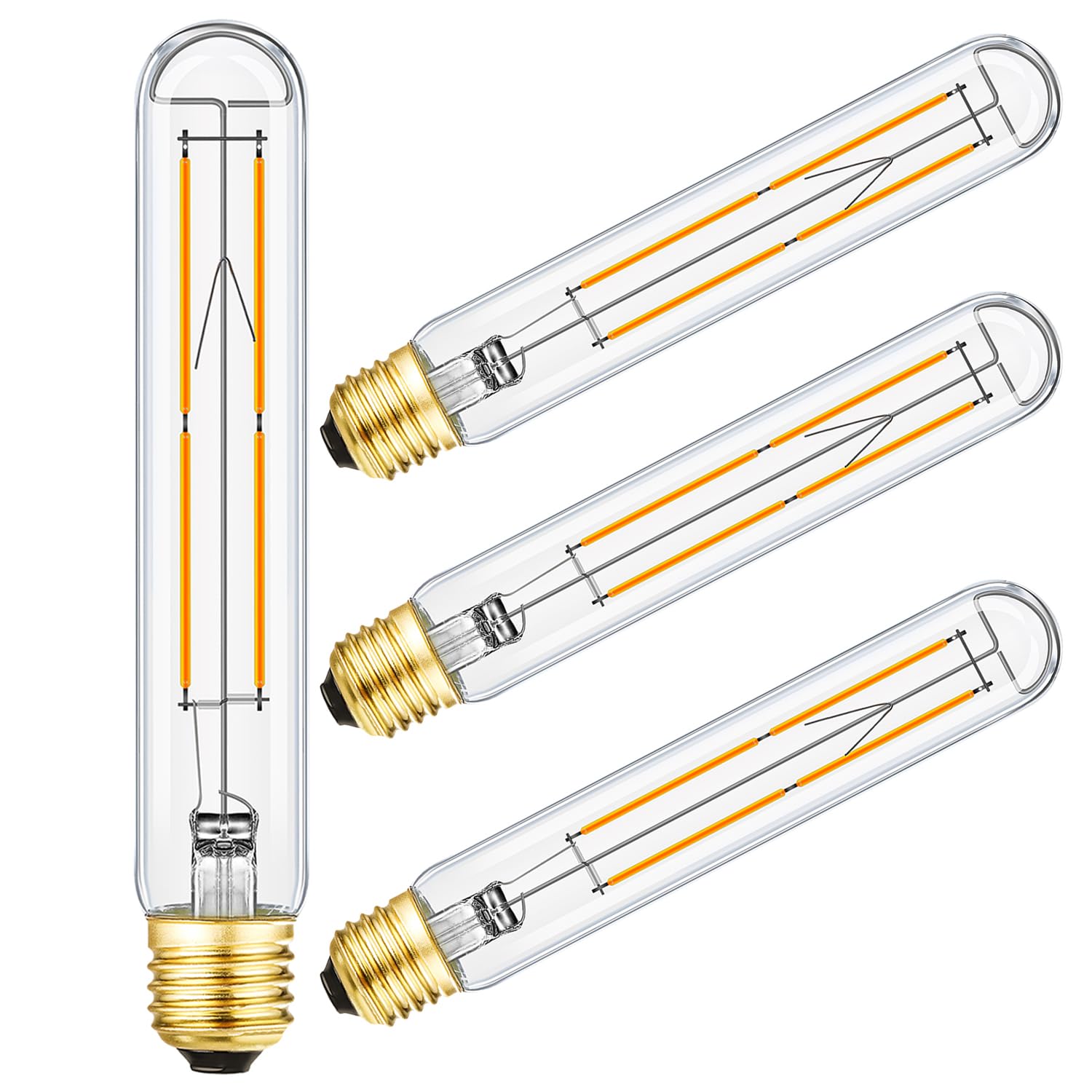 Leools Dimmable E26 Light Bulb 8W Equal 75 watt led Light Bulb Warm White 2700K AC120V Edison Light Bulbs 75 Watt 800LM Clear T10 led Bulb for Rustic Pendant,Industrial Pipe,Wall sconces,4Pack