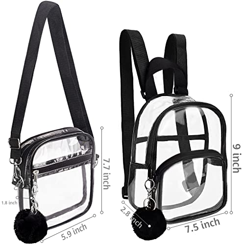 LYroo Clear Bag Stadium Approved Mini Backpack and Clear Crossbody Bag for Women Stadium Concert