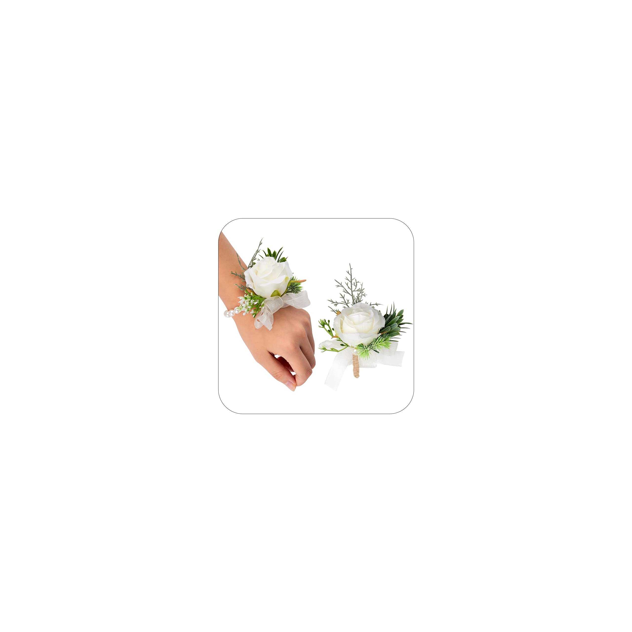 Long tiantian Prom Corsage Wristlet Band Corsage Wristlet and Boutonniere Set pearl Corsage Wristlet for White Wedding Flowers Accessories Prom Suit Decorations