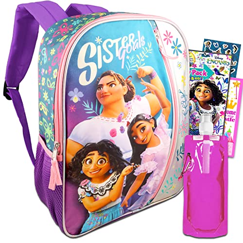 Encanto Backpack for Girls Disney - Bundle with 16” Encanto Backpack, Water Pouch, Encanto Play Pack, More (Encanto School Backpack)