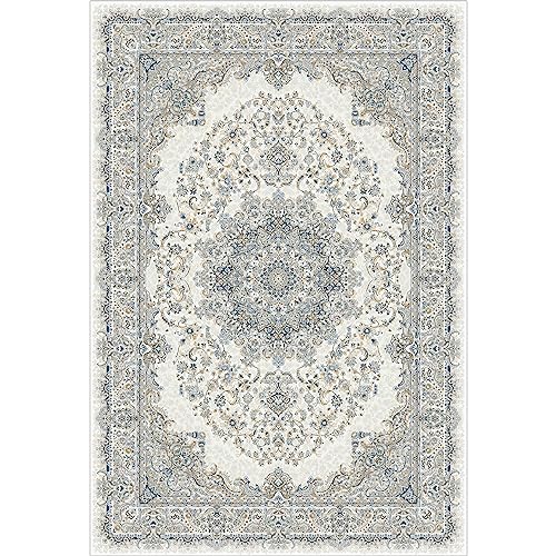 8x10 Area Rugs for Living Room: Large Machine Washable Area Rug with Non Slip Backing Neutral Farmhouse Rug Thin Floral Print Indoor Carpet for Under Dining Table Home Office Multi