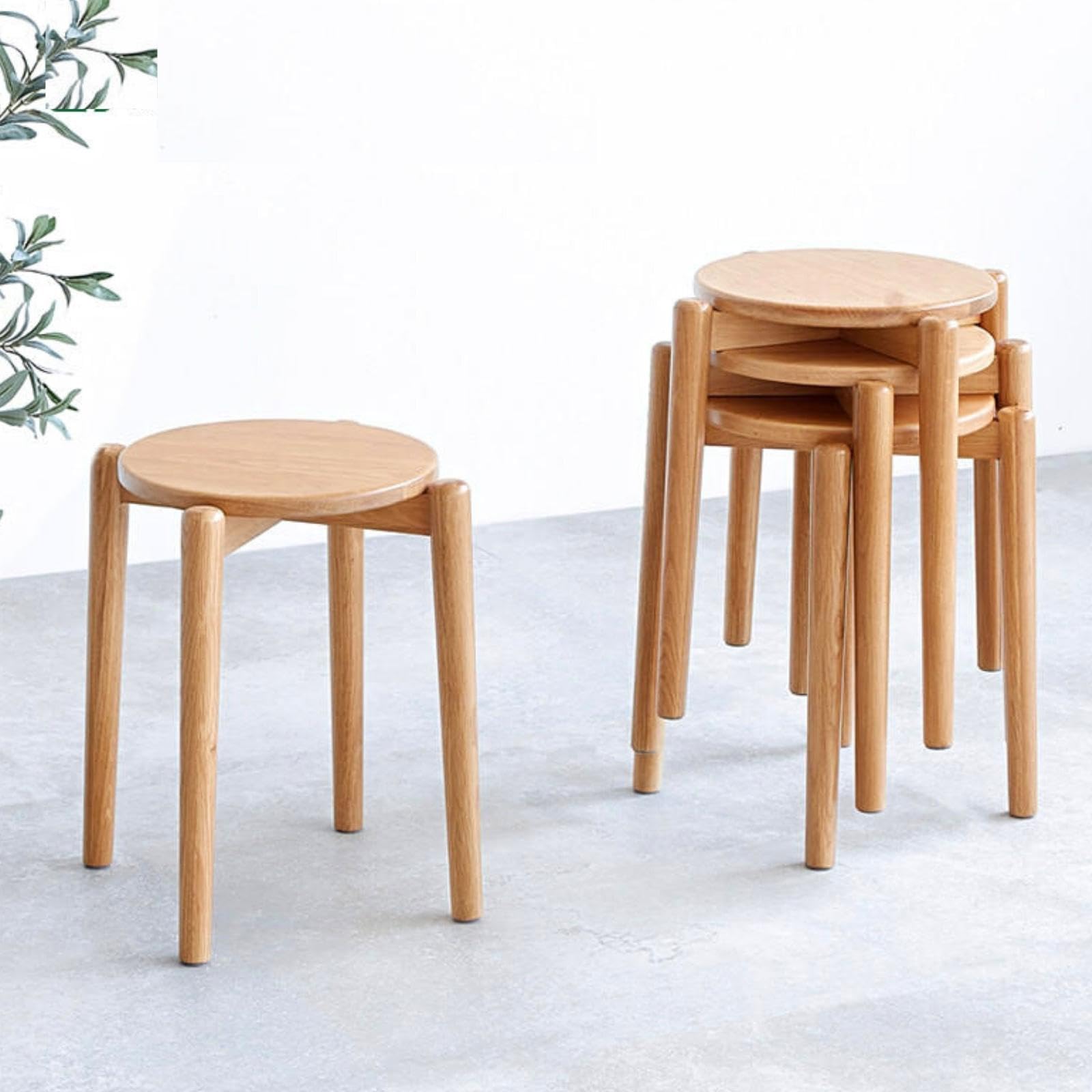 Grewood Small Wood Stool, 100% Oak Wood Kitchen & Dining Room Bench, Kids Stools, Stackable Stools for Living Room,Home, Classroom, Easy Assembly, 16.73IN