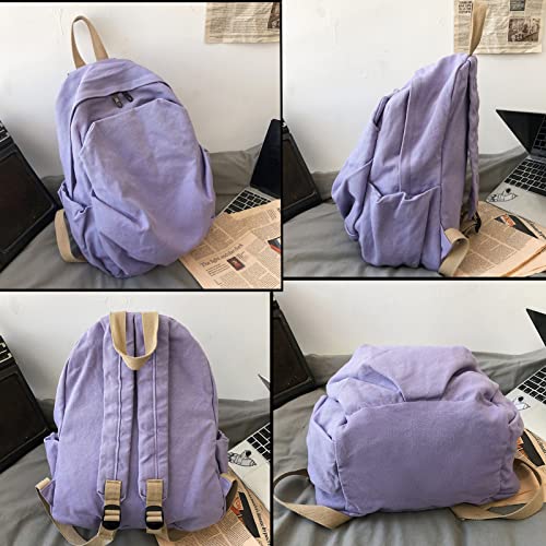 KARRESLY Student Schoolbag Casual Personality Backpack Washed Canvas Literary College Style Backpack(Green)