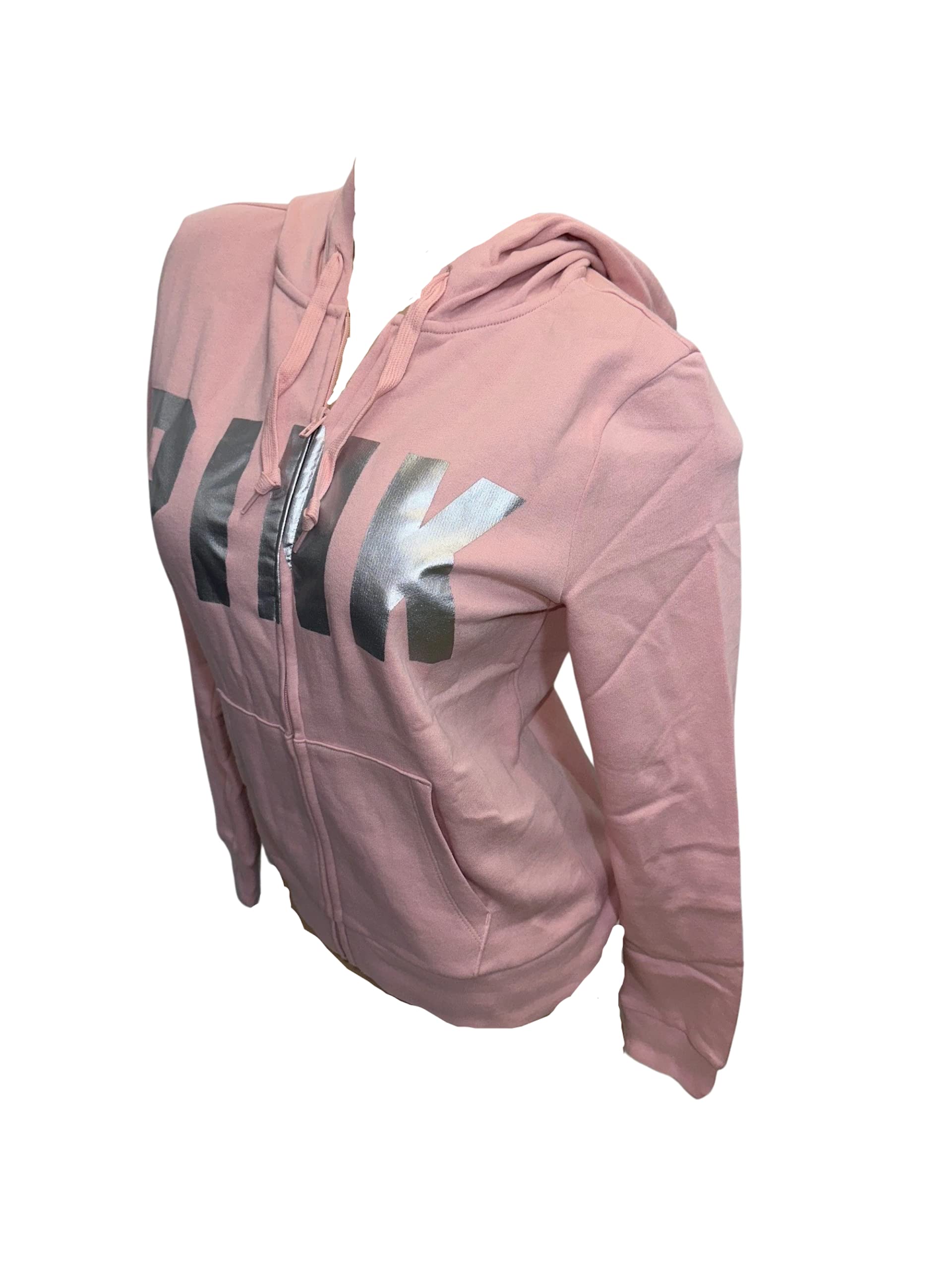 Victoria's Secret Pink Relaxed Fit Fleece Zip Up Perfect Shine Hoodie Color Pink New (as1, alpha, x_l, regular, regular)