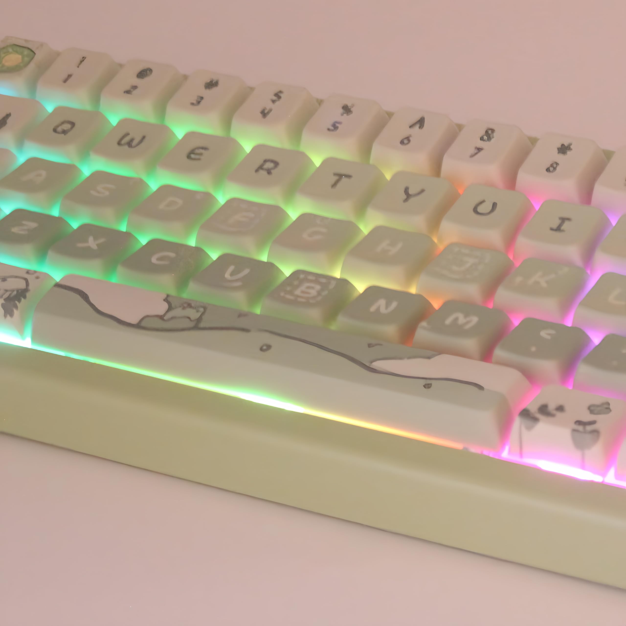 Cmokifuly Frog Cute Keycaps MDA Profile Custom PBT Green Keycap for Mechanical Keyboard,148 Keys Dye-Sub Cute Keycaps (Green Frog)