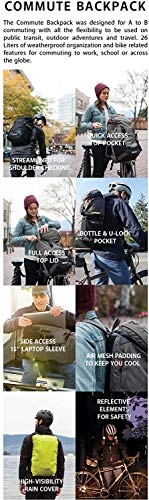 Two Wheel Gear Commuter Laptop Backpack - Water Resistant with 15in Padded Laptop Sleeve, for Travel, Work, Biking, Hiking, and Everyday Use, 26L Black