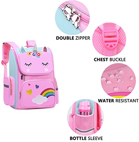 BIBDOO Unicorn Backpack for Girls, Kids School Bag for Preschool Kindergarten, Toddler Bookbags