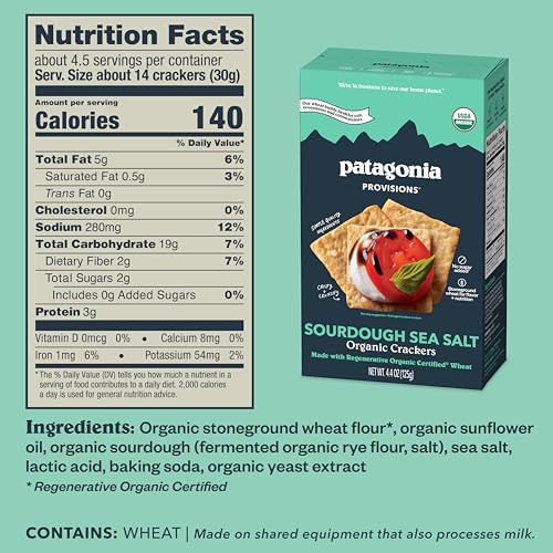 Patagonia Provisions - Sourdough Sea Salt - Certified Organic Crackers - Non-GMO, Plant-Based, No Added Sugar