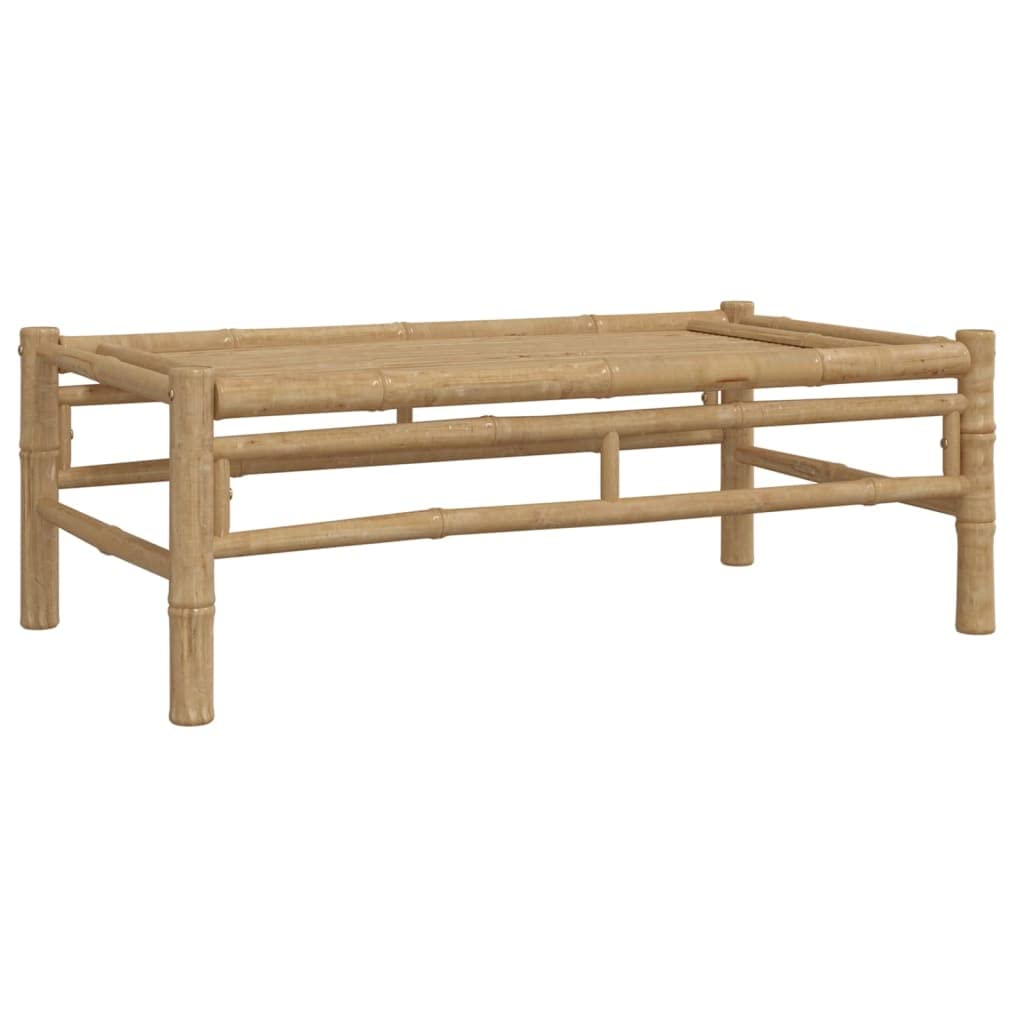 vidaXL Bamboo Patio Lounge Set - 3 Piece Outdoor Furniture with Cream White Cushions - Includes Comfortable Garden Sofa Chairs and Practical Coffee Table for Relaxation
