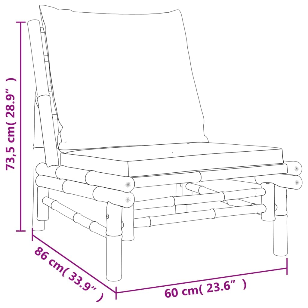 vidaXL Bamboo Patio Lounge Set - 3 Piece Outdoor Furniture with Cream White Cushions - Includes Comfortable Garden Sofa Chairs and Practical Coffee Table for Relaxation