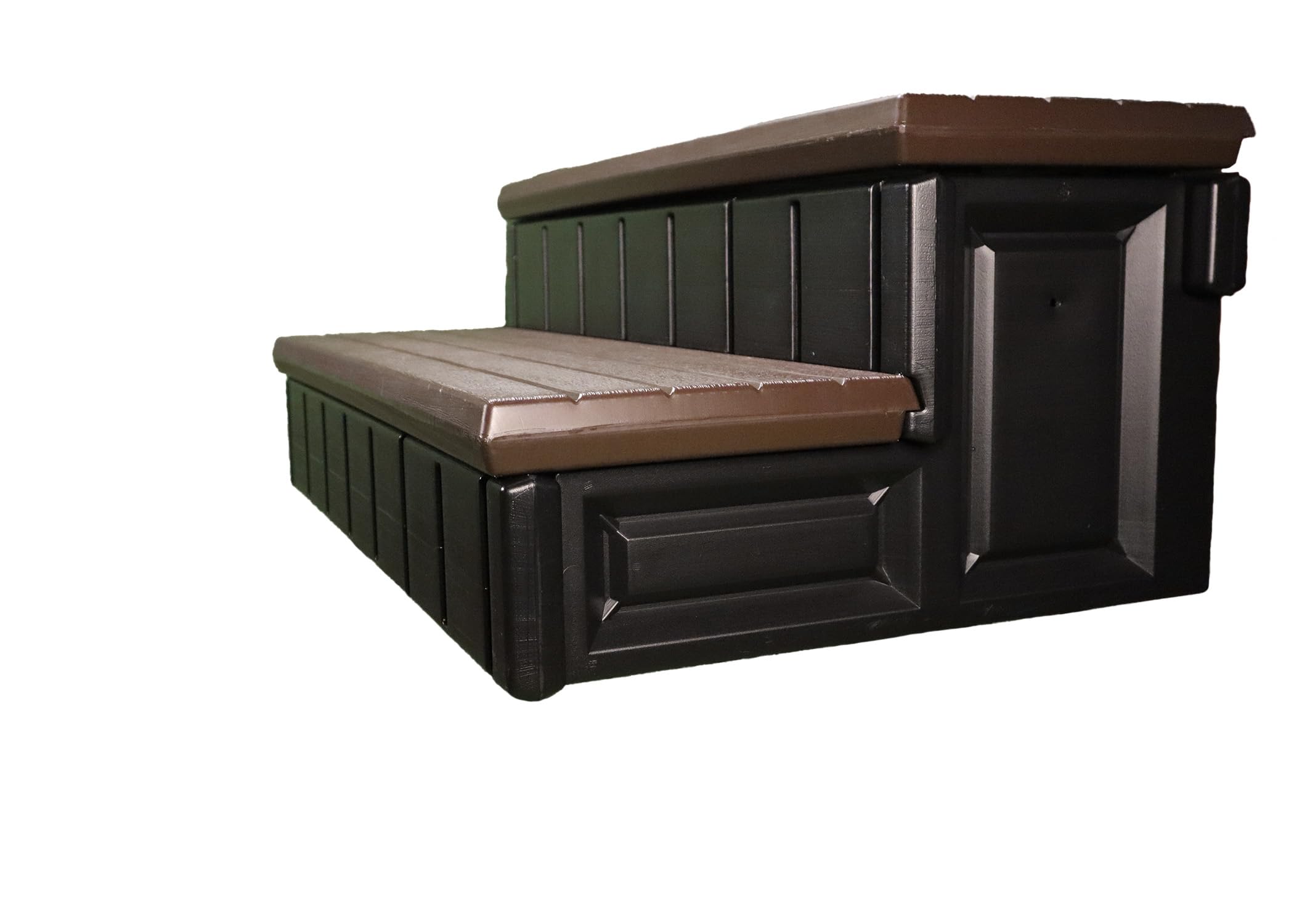 Confer Plastics Two Tier 36" Wide Deluxe Hot Tub Step. Non-Skid Spa Steps, Easy Installation, Sturdy, Long Lasting Upgrade to Your Space. Proudly Made in USA. - Espresso