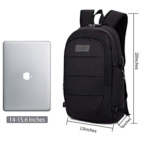 Travel Laptop Backpack,Anti Theft College School Bookbag with USB Charging Port & Headphone Interface for Women Men,Business Water Proof Computer Bag Fits Under 15.6 Inches Laptops(Black)