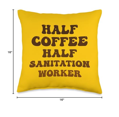 Funny Waste Management Worker Gifts Funny Sanitation Worker and Coffee Lover Apparel Throw Pillow, 16x16, Multicolor