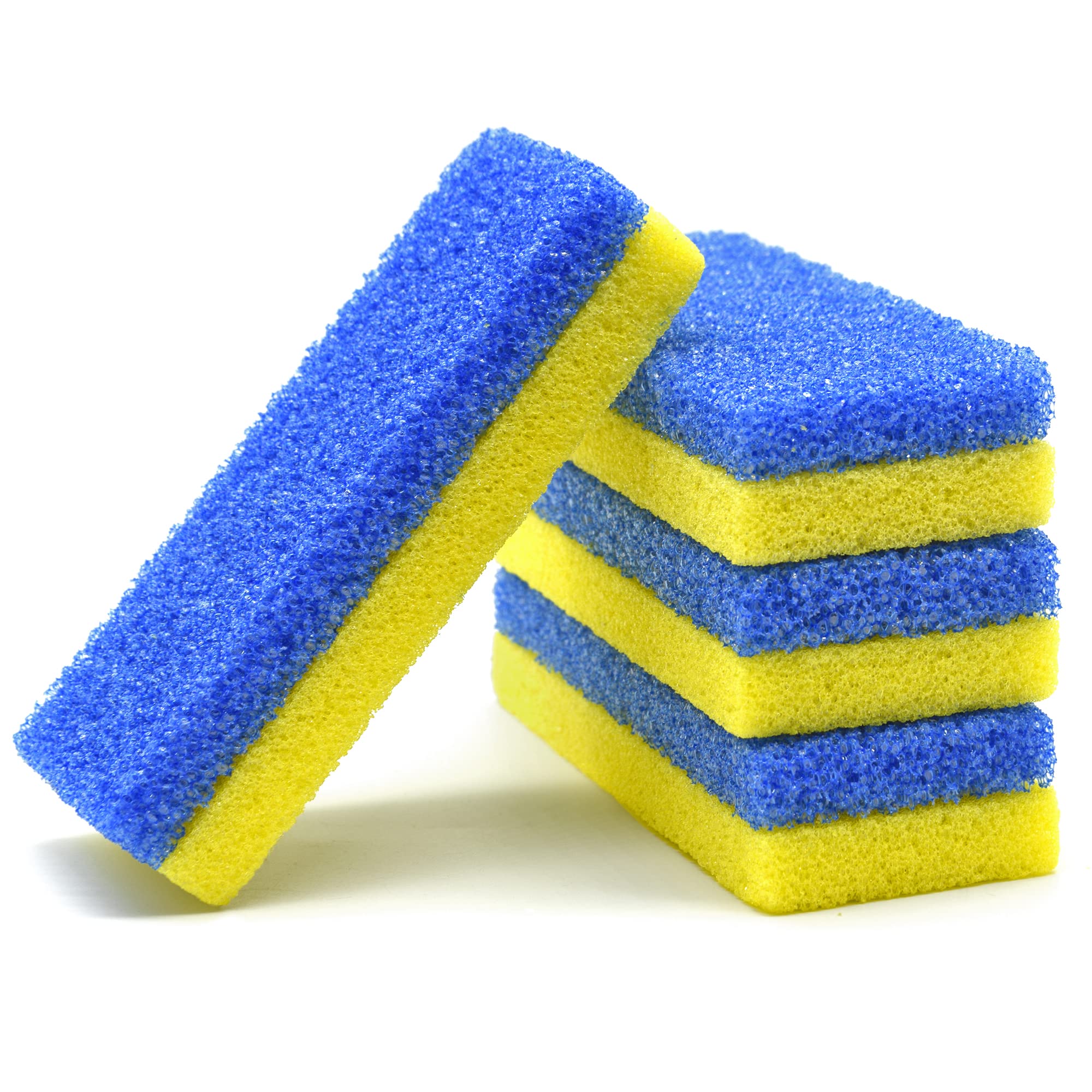 PrettyClaw 4pc Pumice Stone for Feet Callus Remover Pumice Pad Pedicure Tool Pumice Bar Removes Dead Skin Pumice Foot Scrubber Blue/Yellow (Pack of 4)