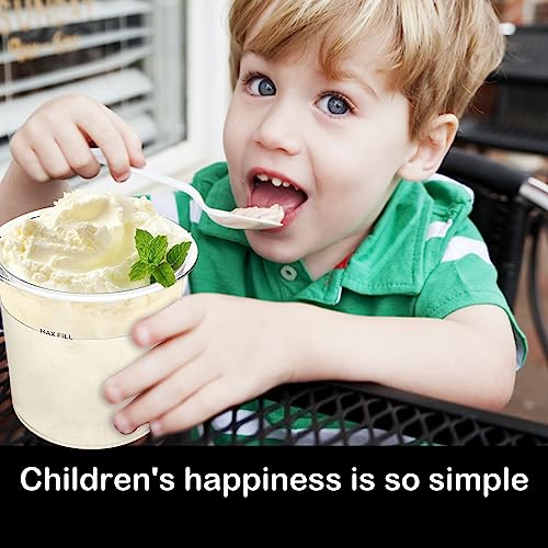 SEVEMIL Ice Cream Pints Containers, 16oz Cups Replacement for Ninja Pints and Lids Compatible with NC299AMZ & NC300s Series Ice Cream Maker, Dishwasher Safe & Leak Proof Lids 2 Pack