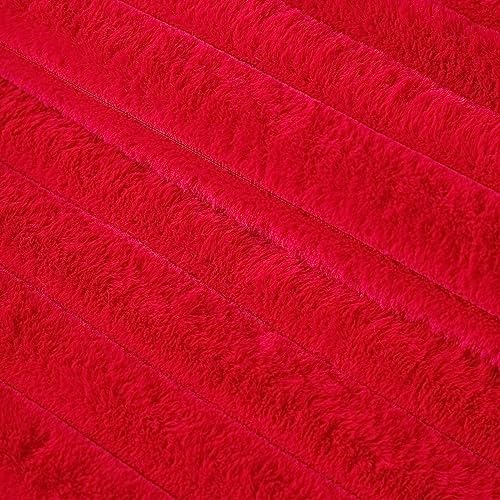 wyooxoo Pack of 2 Double-Side Faux Fur Plush Throw Pillow Covers 18x18 Soft Fluffy Striped Decorative Pillow Covers for Couch Sofa Bed Living Room (18"x18", Red)