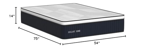 Full Mattress, DIGLANT 14 Inch Hybrid Mattress, Medium Plush Feel Memory Foam Euro Top Mattress in a Box and Pocket Springs, CertiPUR-US Certified, Balance Support & Pain-Relief Full Size Mattress