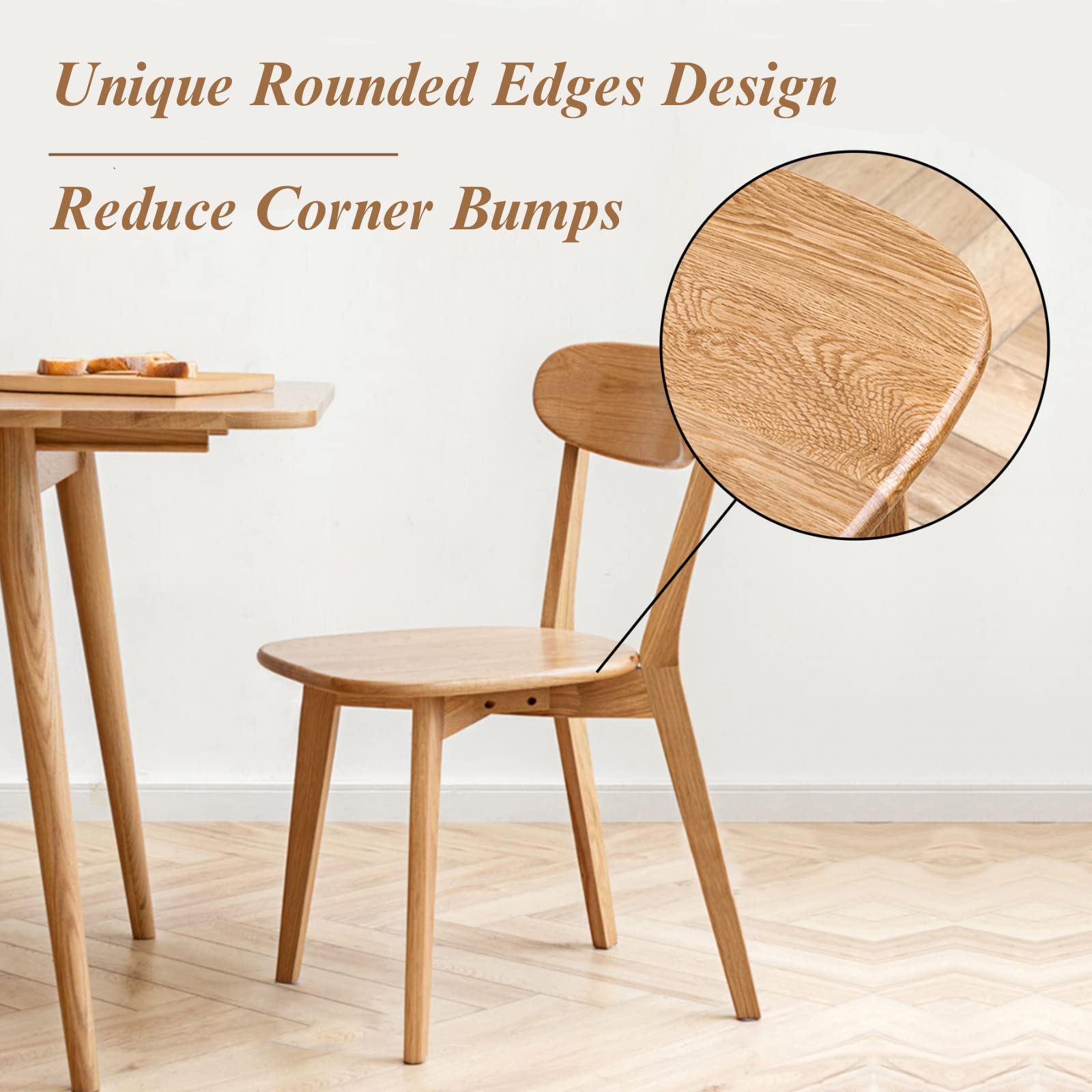 Bamskov 100% Solid Oak Wood Dining Room Chairs - Practical Kitchen Chairs - Wood Chair for Dining Room, Kitchen (1, Natural)