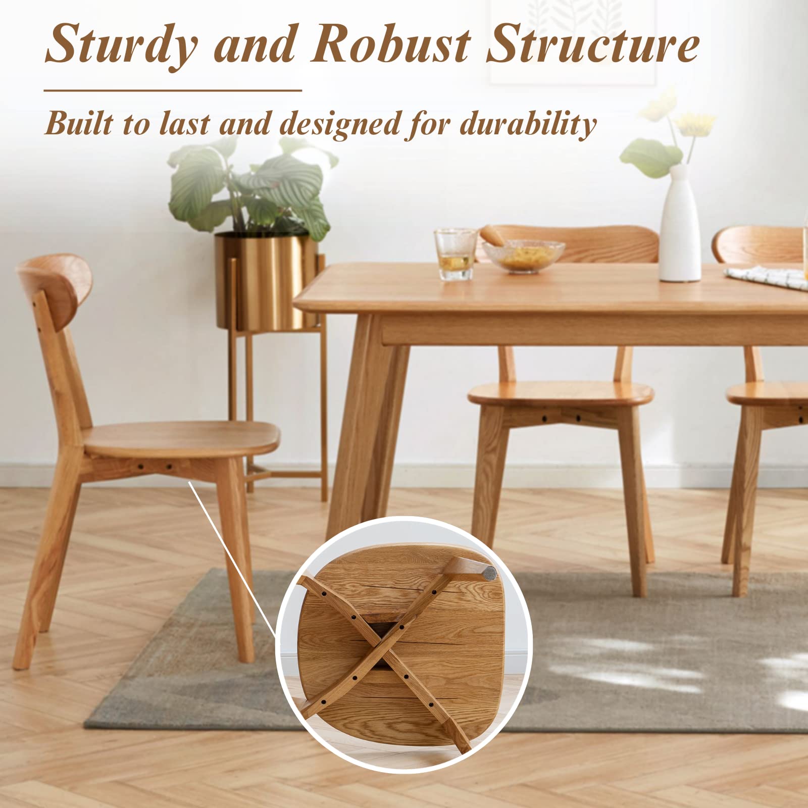 Bamskov 100% Solid Oak Wood Dining Room Chairs - Practical Kitchen Chairs - Wood Chair for Dining Room, Kitchen (1, Natural)
