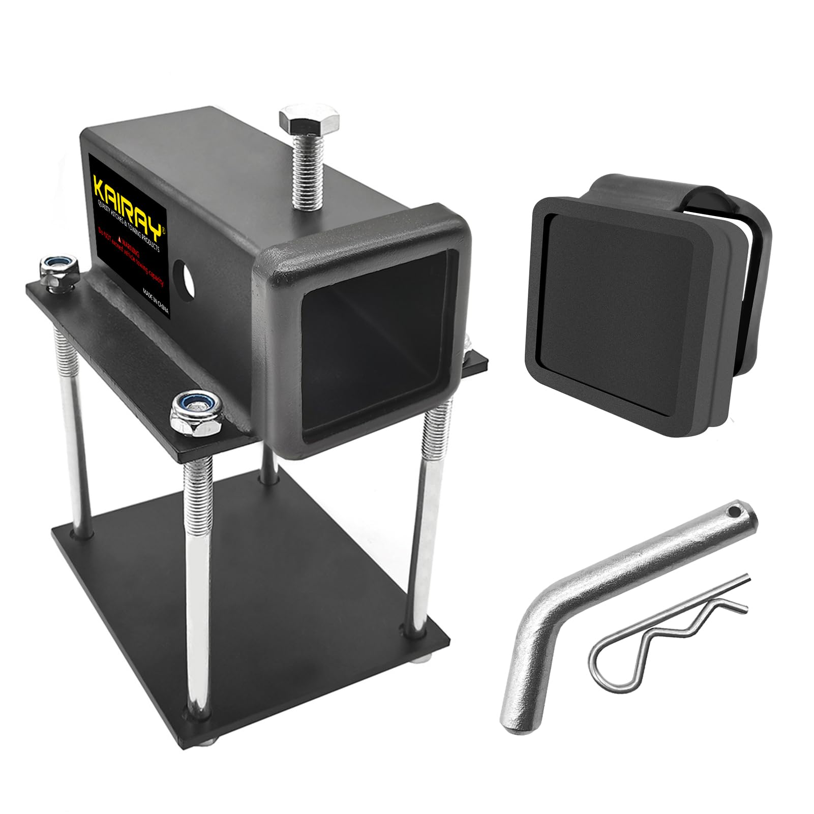 KAIRAY Bolt-on RV Bumper Hitch Receiver Adapter for 4-4.5'' BeamsïŒ2'' Receiver with Hith Pin & Hitch Cover, Trailer Rear Bumper for Camper Bike Racks Cargo Carriers